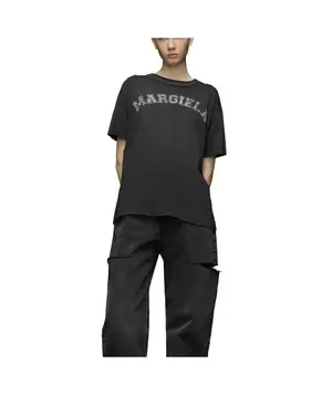 MAISON MARGIELA Logo Print Crewneck T-shirt - Black