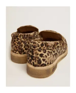 GOLDEN GOOSE Leopard-printed Round-toe Loafers