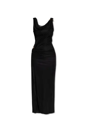 Versace Safety-pin Detailed Ribbed Dress
