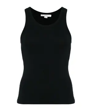 Vince Ribbed Sleeveless Tank Top - Black