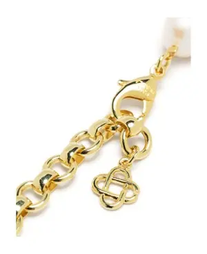 Casablanca Laurel Logo-plaque Beaded Pearl Necklace - Yellow