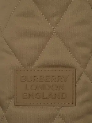 Burberry Diamond Quilted Button-up Jacket With Corduroy Collar - Camel
