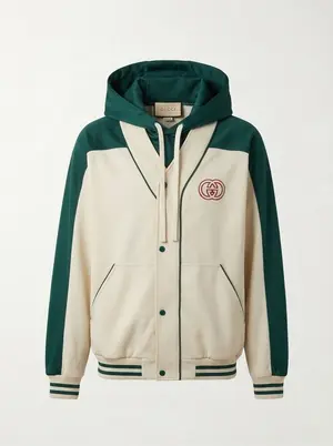 Gucci Striped Rib Casual Jacket With Drawstring Hood