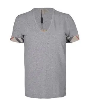 Burberry V-neck Checked T-shirt
