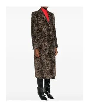 MSGM Single-breasted Long Coat With Lapel Collar