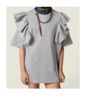 Miu Miu Ruffled Crewneck Dress