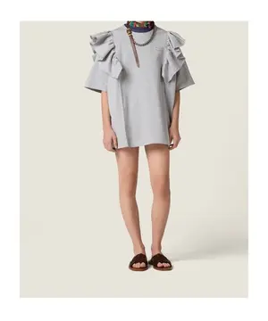 Miu Miu Ruffled Crewneck Dress