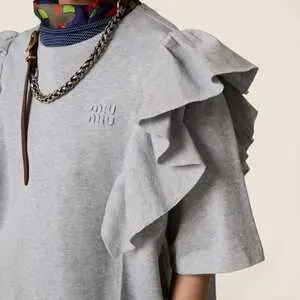 Miu Miu Ruffled Crewneck Dress