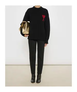 AMI Paris De Coeur Crewneck Jumper - Black