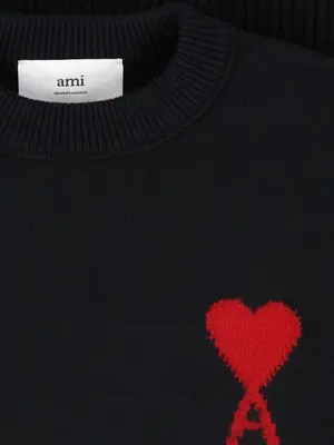 AMI Paris De Coeur Crewneck Jumper - Black