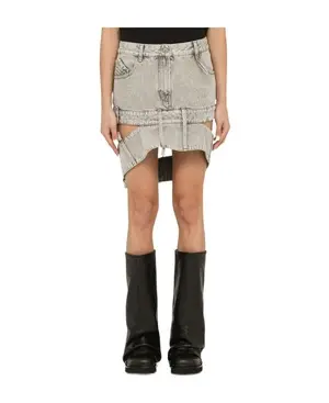 Attico Cut-out Denim Mini Skirt