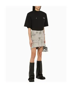 Attico Cut-out Denim Mini Skirt