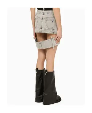 Attico Cut-out Denim Mini Skirt