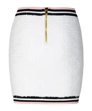 Balmain Monogram Knit Mini Skirt With Decorative Gold Buttons - No