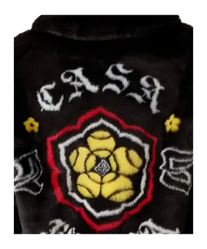 Casablanca Faux Fur Zip-up Jacket With Iconic Diamond Logo Detail