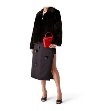 Casablanca Faux Fur Zip-up Jacket With Iconic Diamond Logo Detail