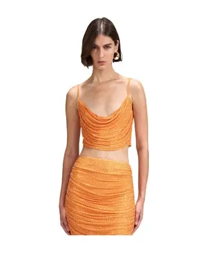 SELF-PORTRAIT Embellished Draped Neckline Top