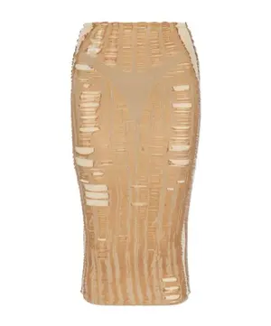DIESEL® M-calina Distressed Seamless Midi Skirt - Beige