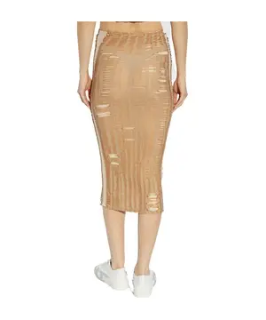 DIESEL® M-calina Distressed Seamless Midi Skirt - Beige