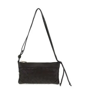 Bottega Veneta Double Patch Intrecciato Shoulder Bag - Black