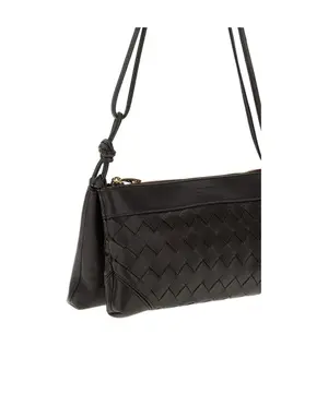 Bottega Veneta Double Patch Intrecciato Shoulder Bag - Black