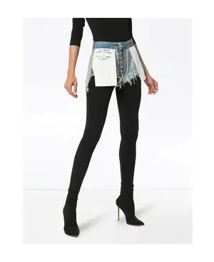 BEN TAVERNITI UNRAVEL PROJECT Stretch Leggings With Detached Denim Shorts Detail