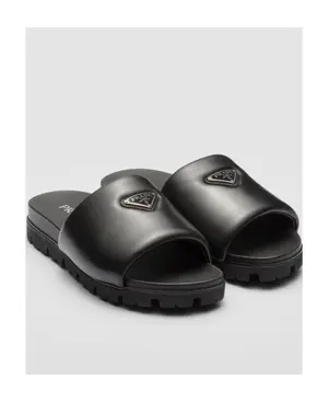 Prada Triangle Logo Plaque Slides