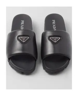 Prada Triangle Logo Plaque Slides