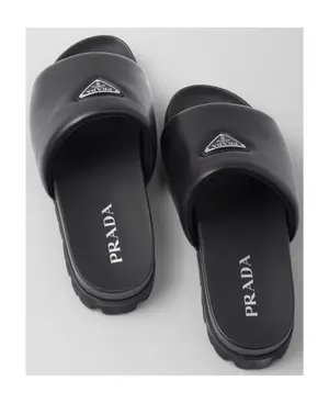 Prada Triangle Logo Plaque Slides