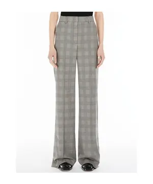 Sportmax Batun Checked Straight Leg Trousers - Gray