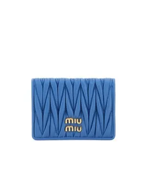 Miu Miu Logo-lettering Matelassé Cardholder - Blue