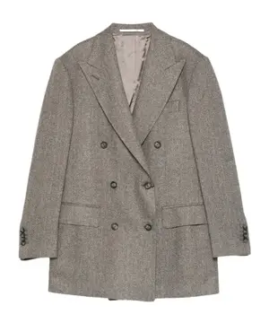 Tagliatore Long-sleeved Herringbone Double-breasted Blazer