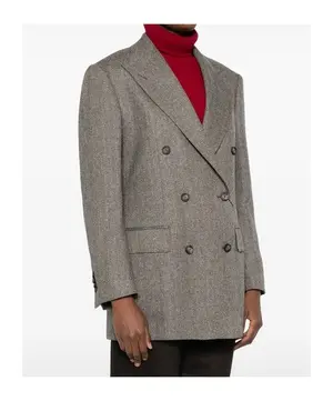 Tagliatore Long-sleeved Herringbone Double-breasted Blazer