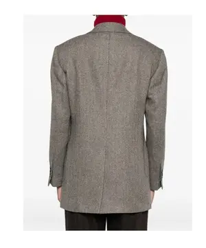 Tagliatore Long-sleeved Herringbone Double-breasted Blazer