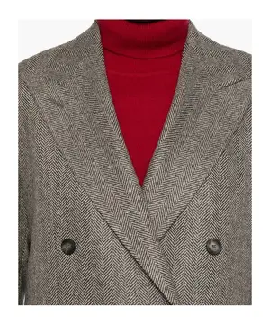 Tagliatore Long-sleeved Herringbone Double-breasted Blazer