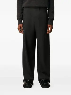 AMI Paris Elasticated Patch-pocket Wide-leg Trousers - Black