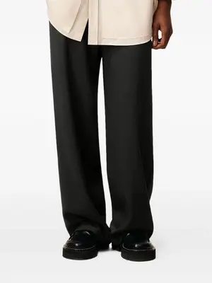AMI Paris Elasticated Patch-pocket Wide-leg Trousers - Black