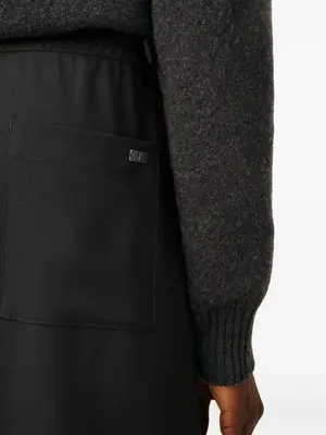 AMI Paris Elasticated Patch-pocket Wide-leg Trousers - Black
