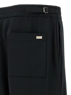 AMI Paris Elasticated Patch-pocket Wide-leg Trousers - No