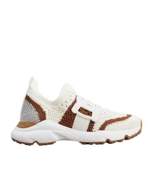 TOD'S Logo Patch Knit Slip-on Sneakers - White