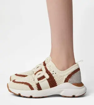 TOD'S Logo Patch Knit Slip-on Sneakers - White
