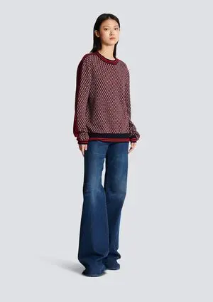 Balmain Monogrammed Cropped Knit Jumper