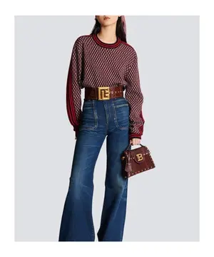 Balmain Monogrammed Cropped Knit Jumper