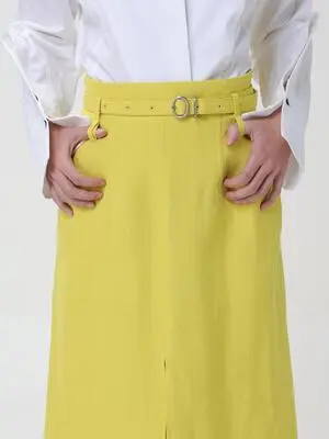 JIL SANDER Belted Midi Skirt - Yellow