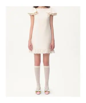 Valentino Garavani Crepe Couture Flared Hem Mini Dress With Bow Detail