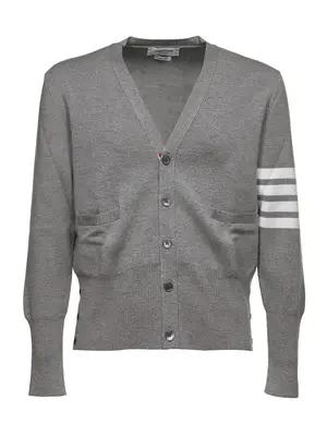 Thom Browne 4-bar Cardigan - Light Gray