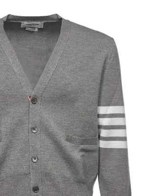 Thom Browne 4-bar Cardigan - Light Gray