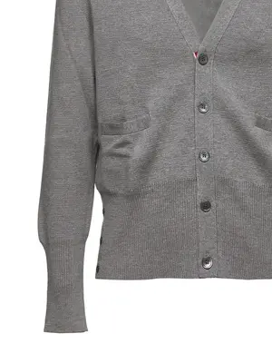 Thom Browne 4-bar Cardigan - Light Gray