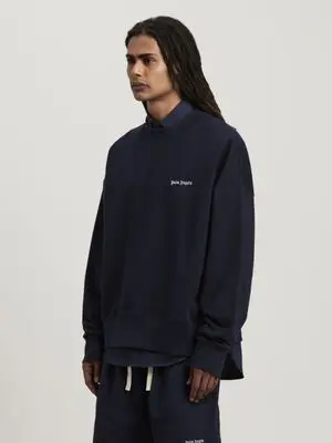 Palm Angels Logo Detailed Crewneck Sweatshirt - Black