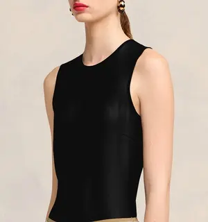 AMI Paris Sleeveless Sheer Top - Black